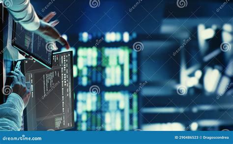 Vertical Video Coworkers Coding In Data Center Stock Video Video Of Operations Storing 290486523
