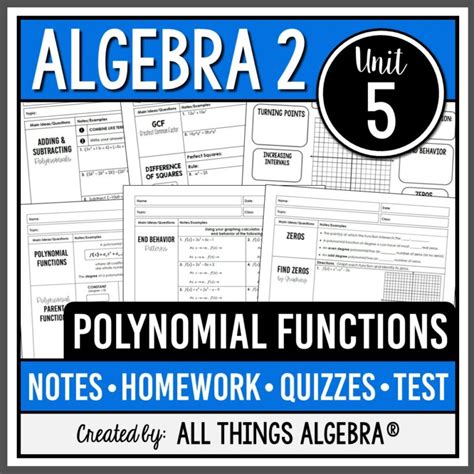 Algebra 2 Unit 5 Polynomial Functions All Things Algebra®