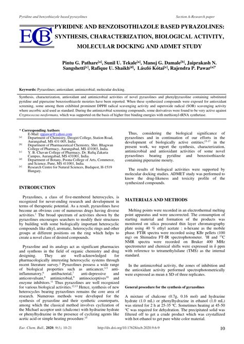 Pdf Pyridine And Benzoisothiazole Based Pyrazolines Synthesis