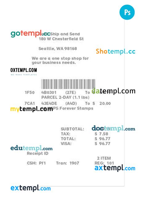Shipping Store Receipt Psd Fake Template