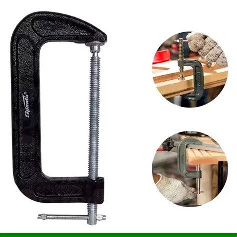 Grampo Tipo C 8 Polegadas Leve Sargento Para Marceneiro Fixação Madeira Shopee Brasil