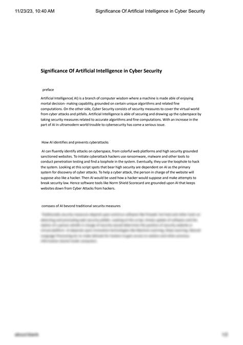 SOLUTION Significance Of Artificial Intelligence In Cyber Security