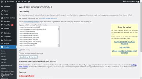 Wordpress Ping Optimizer Eklentisi Ali Gültekin