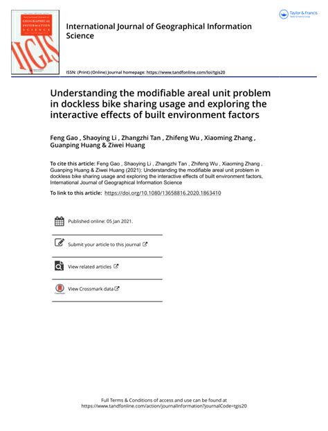 Pdf Understanding The Modifiable Areal Unit Problem In Dockless Bike Sharing Usage And