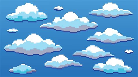 Pixel Cloud Game Animation 8bit Sky Digital Cloudy Retro Scene Flying