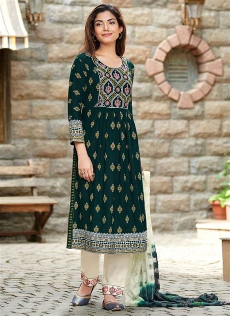 Green Colour Rangjyot Rang Manch New Latest Ethnic Wear Rayon Kurti