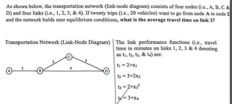 Solved As Shown Below The Transportation Network Link Node