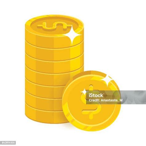 樁黃金美元孤立的卡通圖示向量圖形及更多一個物體圖片 一個物體 中獎 創作性 Istock
