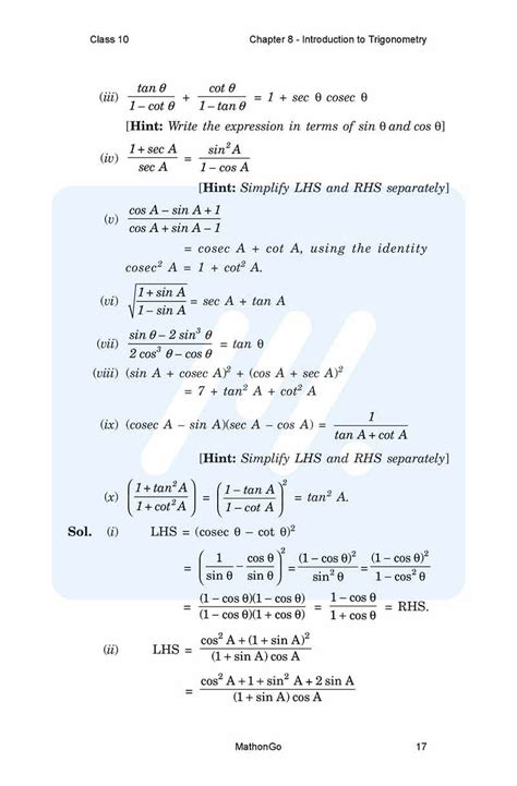Ncert Solutions For Class 10 Maths Chapter 8 Introduction To Trigonometry Mathongo