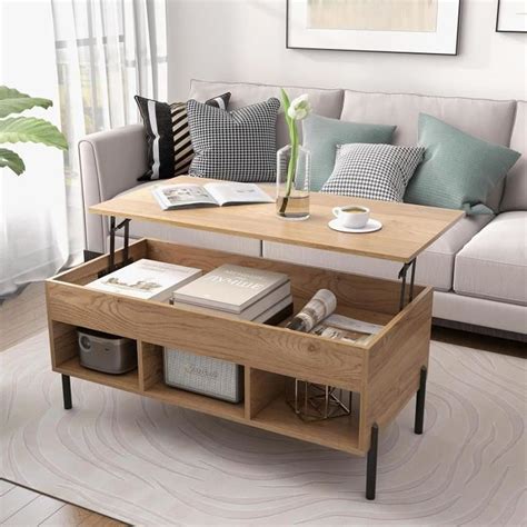 Giantex Table Basse Avec Plateau Relevabletable De Salon Avec 3