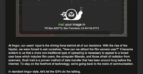 Imgur With The Snail Mail Upload Option Raprilfools2013