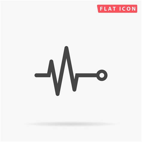 Ligne De Vie Battement De Coeur Cardiogramme Symbole Plat Noir