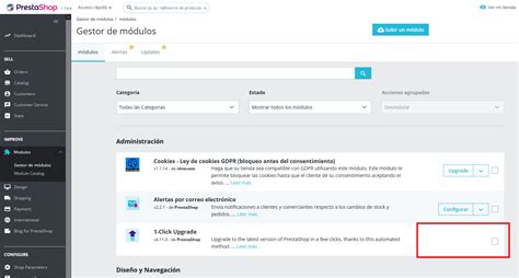 No Aparece El Botón Del Módulo 1 Click Upgrade Prestashop Download Instalación Actualización