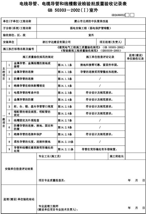 电线导管电缆导管和线槽敷设检验批质量验收记录表 室内 I 弱电 1 word文档在线阅读与下载 无忧文档