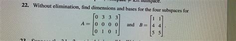 solved hullspace 22 without elimination find dimensions