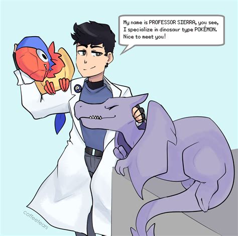 I Drew My Scientist Friend As A Pokemon Professor He Loves Dinosaurs