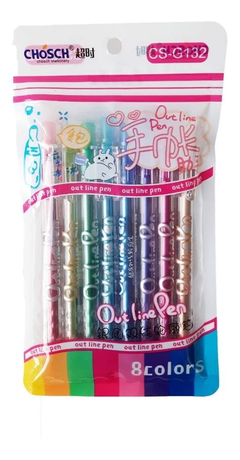 Pluma Met Lica Con Contorno Pluma Doble L Nea Outline Pen Mercadolibre