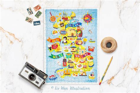 UK Map Illustrated Jigsaw Puzzle Premium Hand Made 300 Piece Etsy UK