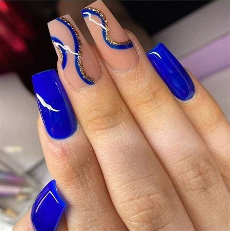 Azul Rey Uñas De Gel Elegantes Uñas De Gel Uñas Azules
