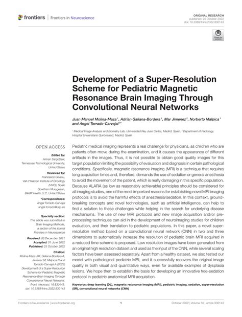 Pdf Development Of A Super Resolution Scheme For Pediatric Magnetic Resonance Brain Imaging