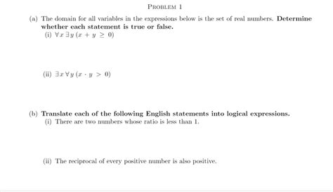 solved problem 1 a the domain for all variables in the