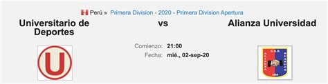 Pronóstico Universitario Vs Alianza Universidad Estadísticas Previa Y