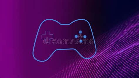 Animation Of Blue Gaming Console Over Dynamic Wave Pattern Against Abstract Background Stock