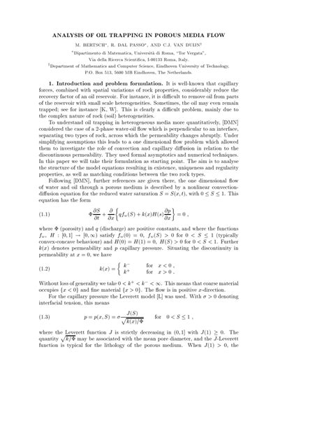 Pdf Analysis Of Oil Trapping In Porous Media Flow