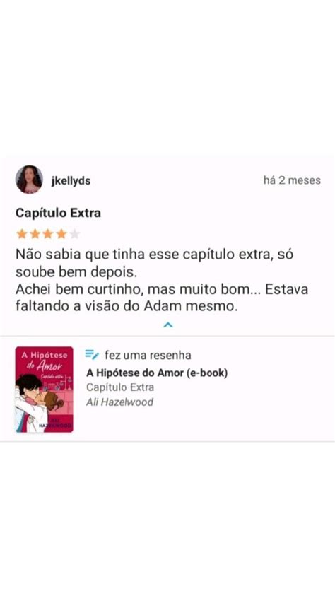 Resenha do livro A hipótese do amor Capítulo Extra
