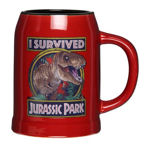 I Survived Jurassic Park T Rex 24 Oz Ceramic Beer Stein Coffee Mug Cup