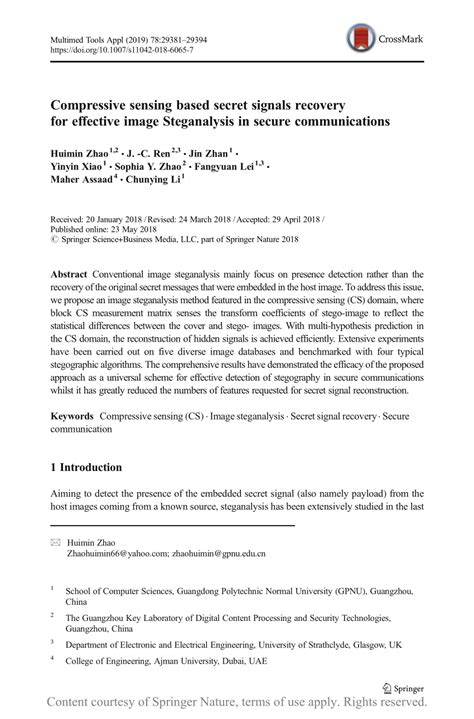 compressive sensing based secret signals recovery for effective image