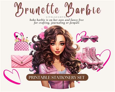 Brunette Barbie Skipper Printable Stationery Set And Envelopes For