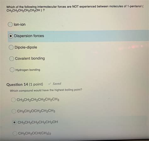 Solved Which Of The Following Intermolecular Forces Are Not