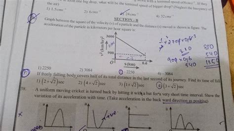 Graph Between The Square Of The Velocity V Of A Particle And The Distan
