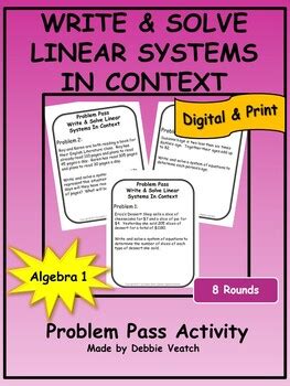 Write Solve Systems Of Linear Equations In Context Algebra Digital