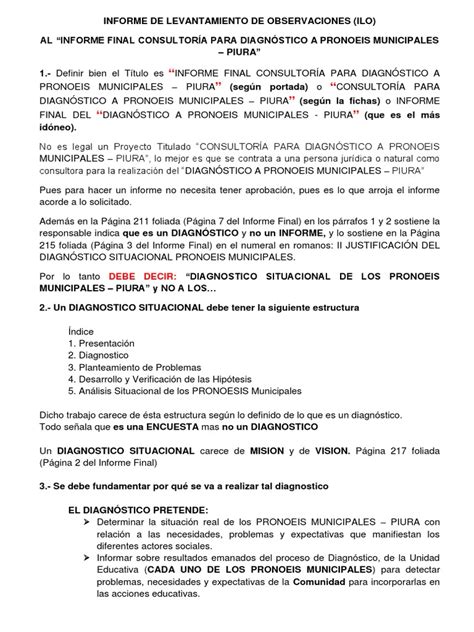 Informe De Levantamiento De Observaciones Pedagogía Aprendizaje