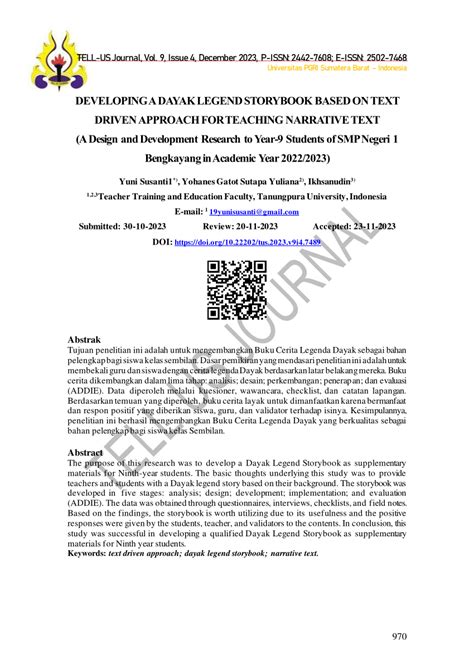 Pdf Developing A Dayak Legend Storybook Based On Text Driven Approach