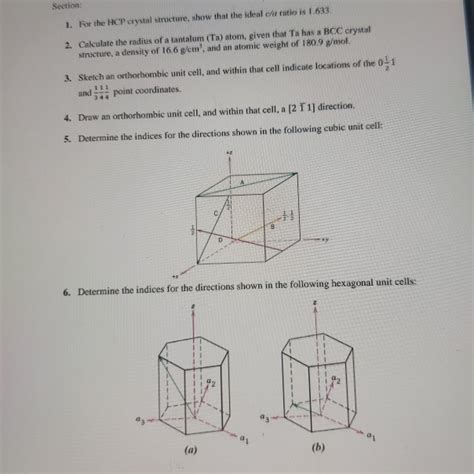 Solved Section For The Hcp Crystal Structure Show That The