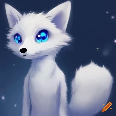 Cute White Anime Fox With Blue Eyes On Craiyon