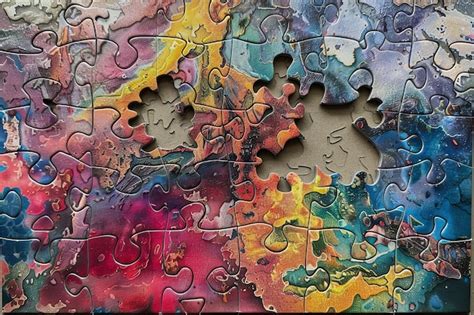 Ai Created Jigsaw Puzzle With A Missing Piece Demonstrating Innovation And Creativity Premium