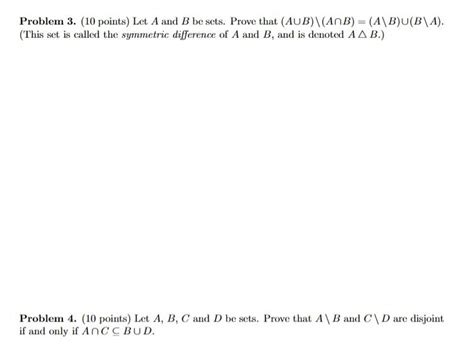 Solved Problem 3 10 Points Let A And B Be Sets Prove