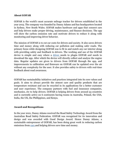 Ppt Smart Driving Danny Adams Journey With Gofar S Connected Car Solutions Powerpoint