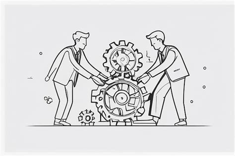 Premium Photo Single One Line Drawing Two Young Businessman Helping