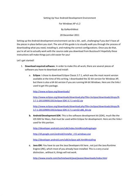 Pdf Setting Up Your Android Development Environment V12 1 Dokumentips