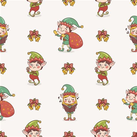 Dibujos Animados De Patrones Sin Fisuras De Navidad Con Personajes De