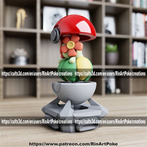 Stl File Bellossom In The Pokeball From Pokemon 🐉・3d Print Object To
