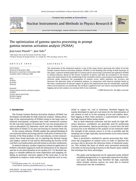 Pdf The Optimization Of Gamma Spectra Processing In Prompt Gamma