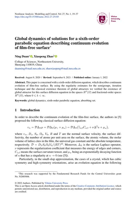 Pdf Global Dynamics Of Solutions For A Sixth Order Parabolic Equation