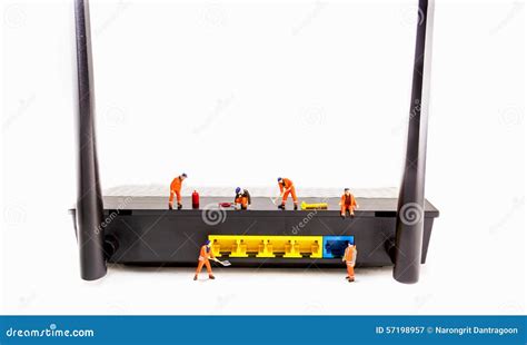 Image Of Mini Figure Dolls Engineer Fix Internet Wifi Router Is Stock