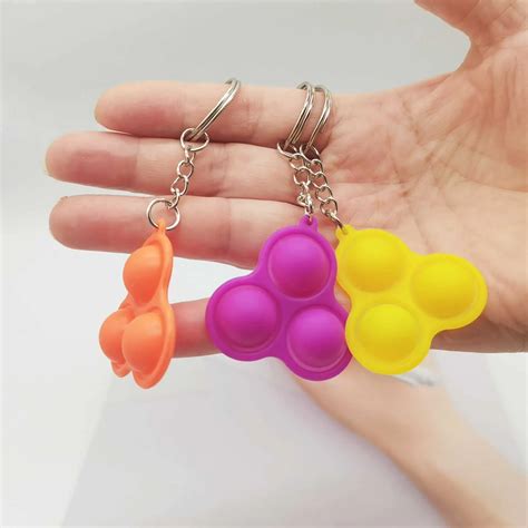 Tik Tok Push Poppers Fidget Pops Toy Simple Keychain Key Ring Finger